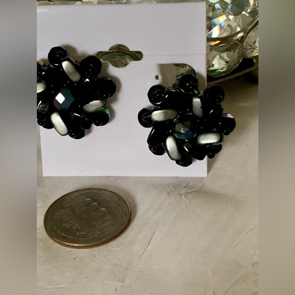 Jewelry | Vintage West Germany Black Beaded Clip On Earrings Stamped | Poshmark
